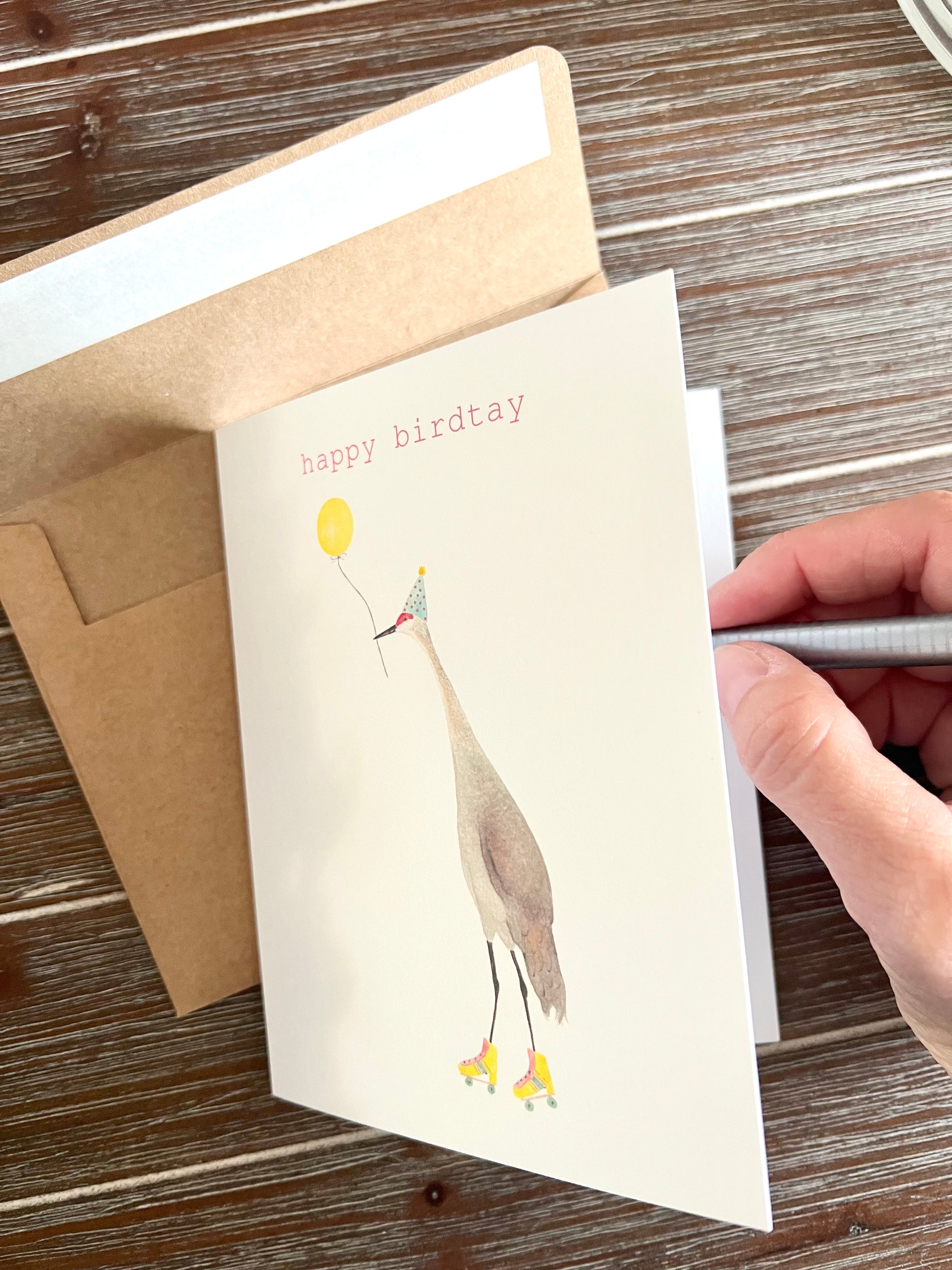 Sandhill Crane birthday card, funny, blank inside | Jennifer Vaudo Art ...