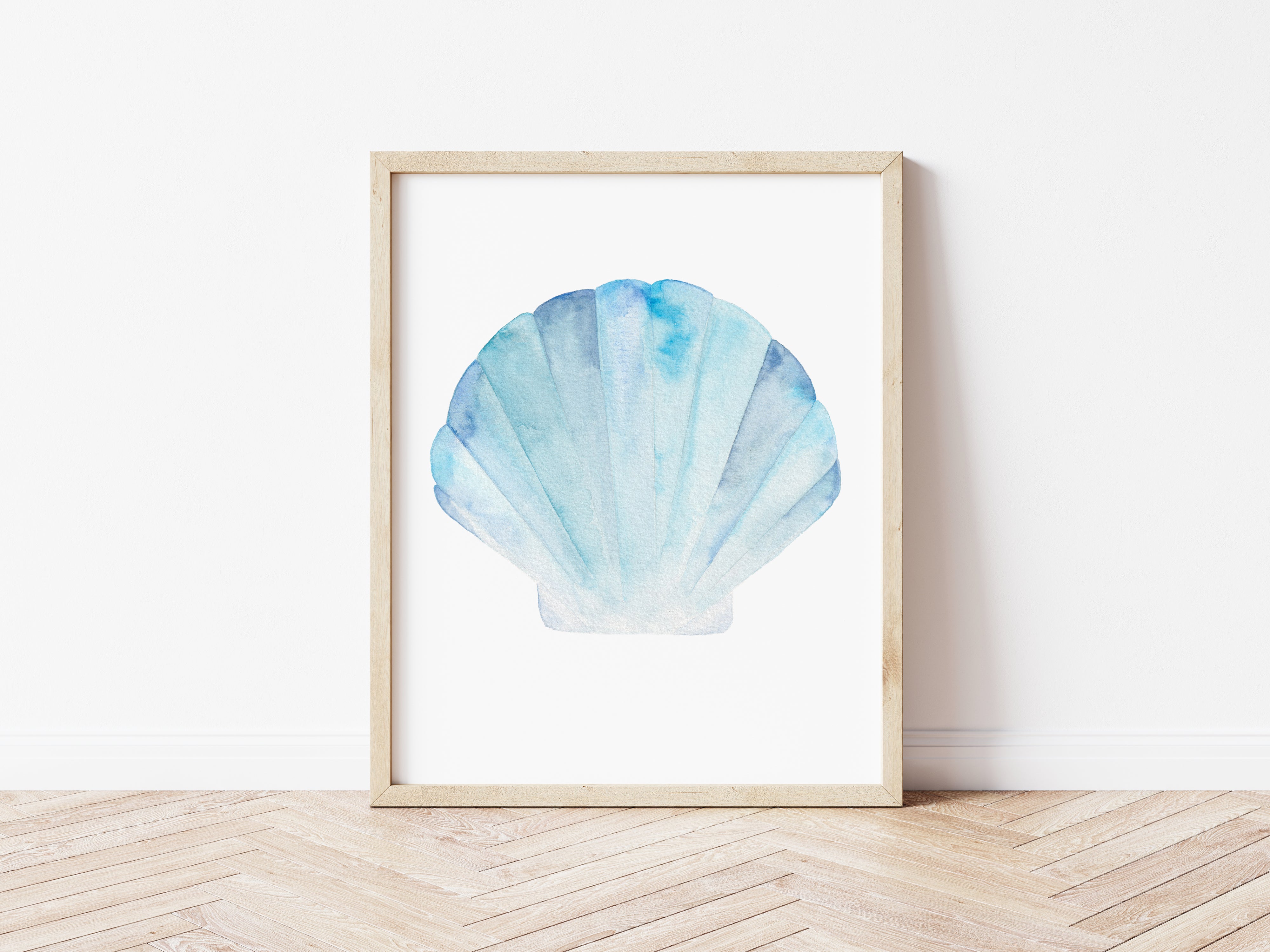Sea Shell Wall Art. Blue, Beach Watercolor Print | JenniferVaudoArt ...